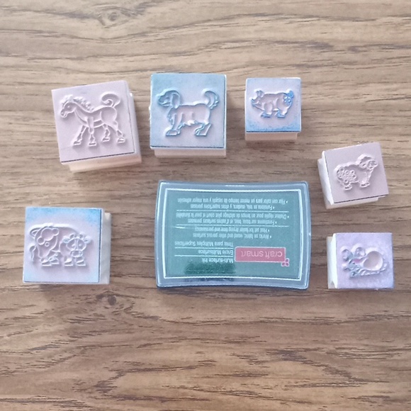 Office | 6 Used Farm Animal Rubber Stamps And 1 Stamp Pad | Poshmark